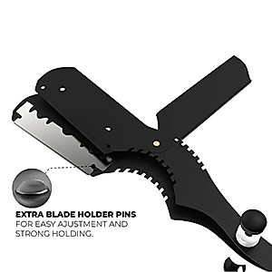 The Cut- Factory- Straight Razor with 100 Pack Platinum Treat Single Blade Razors for Men- Professional Barber Straight Edge Razor for Close Shaving 100 Percent Wood -Brown