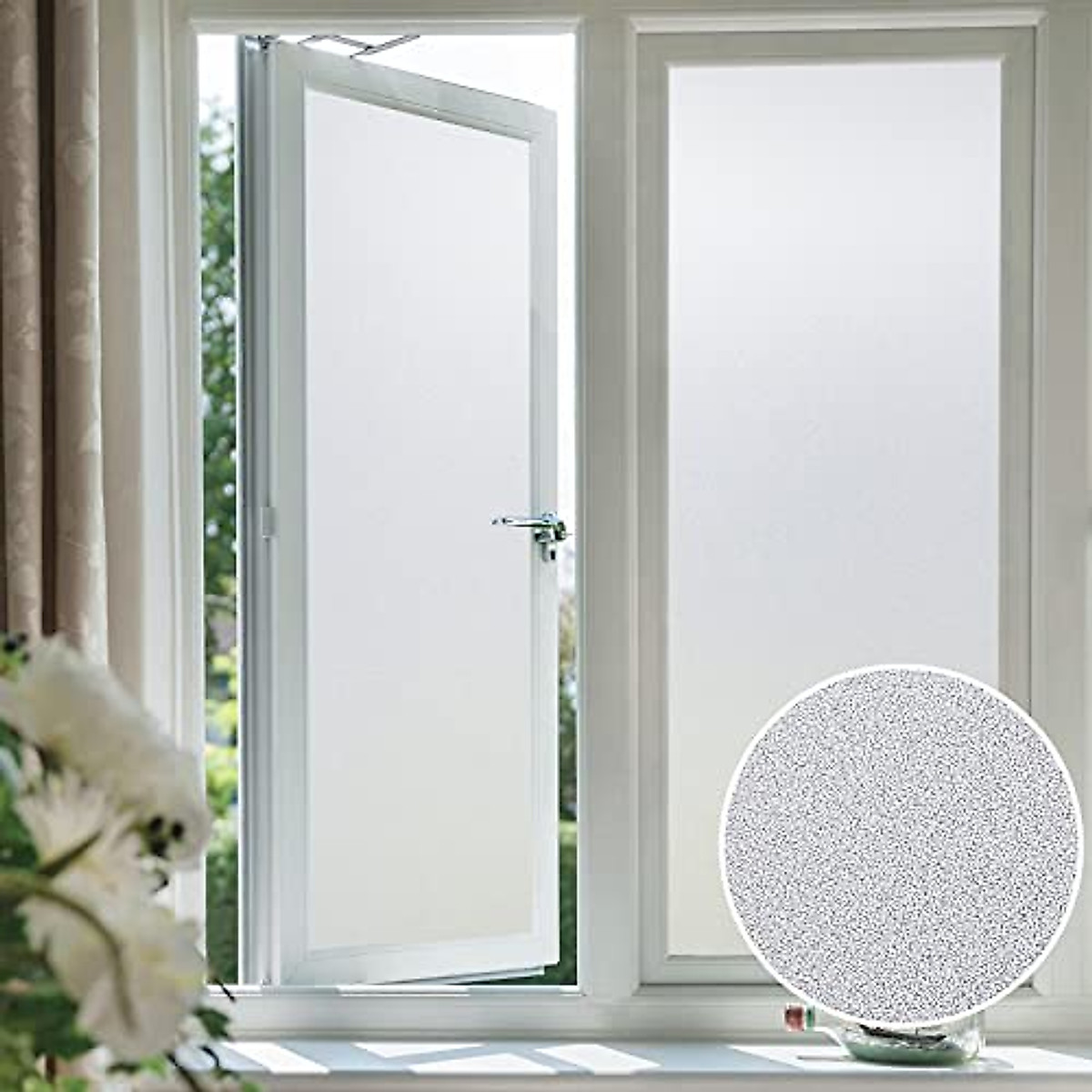 bofeifs Window Privacy Film Frosted Glass Window Film Non-Adhesive Static Cling UV Blocking Window Sticker Reusable Window Covering Film for Bathroom Office Meeting Room Home 11.8" x 78.7"(30x200cm)