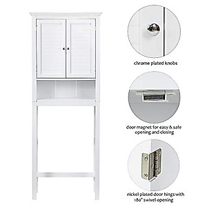 glitzhome 65.5" H Over-The-Toilet Space Saver Storage Bathroom Cabinet with 1 Adjustable Shelf and 2-Door, White