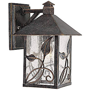 Franklin Iron Works French Garden Rustic Farmhouse Outdoor Wall Light Fixture Bronze Lantern 10 1/2" Clear Seedy Glass for Exterior Barn Deck House Porch Yard Patio Outside Garage Front Door Garden