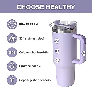 40 oz Tumbler with Handle and Straw, Vacuum Insulated Stainless Steel Travel Mug, Leak-Proof Iced Coffee Cup, Keeps Drinks Cold or Hot, Cupholder Friendly, Suitable for Gift (Charcoal)