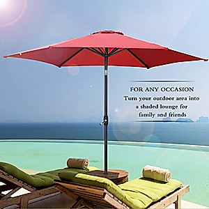 HYD-Parts 9FT Patio Umbrella Outdoor Table Umbrella,Market Umbrella with Push Button Tilt and Crank for Garden, Lawn, Deck, Backyard & Pool (Red)
