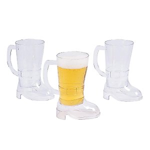 Oriental Trading Das Boot Plastic Beer Steins - 10 Oz | 12 Clear Beer Mugs, Perfect Disposable Cups & Beer Accessories For Oktoberfest Celebrations, Drinking Games, Festivals & More