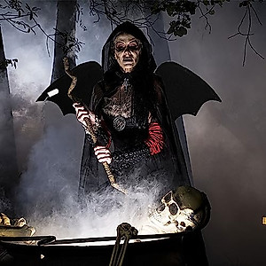 Lulu Home Bat Wings for Adults, Black Wings for Halloween Costume Vampire Witch Dress Up Role Play Props Party Decor (Lighted Wings for Adult)