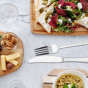 faderic Cutlery Set, 24 Piece Stainless Steel Silverware Set With Soup Spoons for 4, Flatware Set, Silver