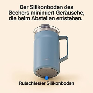 LocknLock Metro Mug Premium 18/8 Stainless Steel Double Wall Insulated with Handle Perfect for table with Lid, Yellow, 20 oz