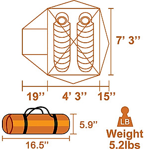 Clostnature Lightweight 2-Person Backpacking Tent - 3 Season Ultralight Waterproof Camping Tent, Large Size Easy Setup Tent for Family, Outdoor, Hiking with tri-Beam Aluminium Stakes