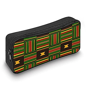 African Kente Cloth Tribal Print Teen Adult Pencil Case Large Capacity Pen Pencil Bag Durable Storage Pouch