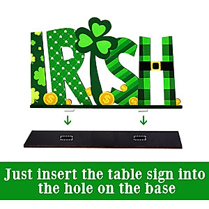 Bunny Chorus St Patricks Day Decorations 3Pcs, Lucky Wooden Table Sign, Irish Themed Gnome Tabletop Centerpiece Shamrock Gold Coins Gift for Home, Party Supplies Décor
