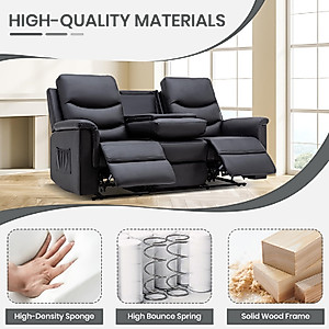 Consofa Reclining Sofa, Recliner Sofa 3 Seater with Flipped Middle Backrest,Cup Holder, Wall Hugger Sofa Recliners, Manual Reclining Couch for Living Room, RV Home Theater Seating