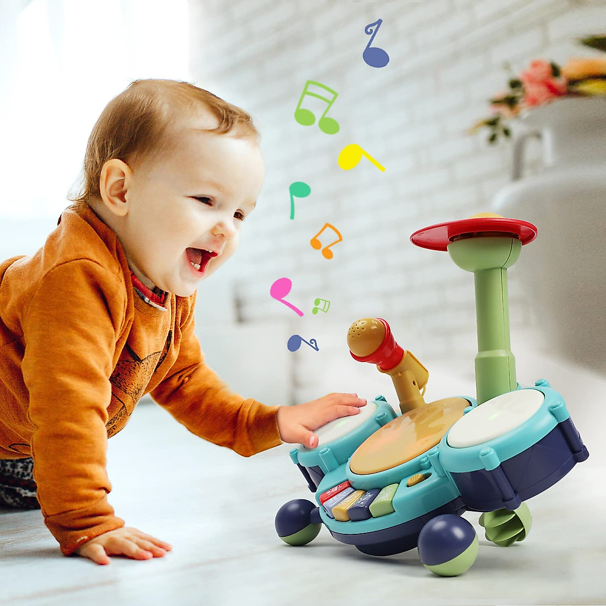 TOY Life 5 in 1 Baby Drum Set for Toddlers 1-3 Musical Toys for Toddlers 1-3 with Toddler Drum Set for Kids Baby Microphone Baby Keyboard Kids Drum Set Baby Instruments Musical Toys for 2 Year Old