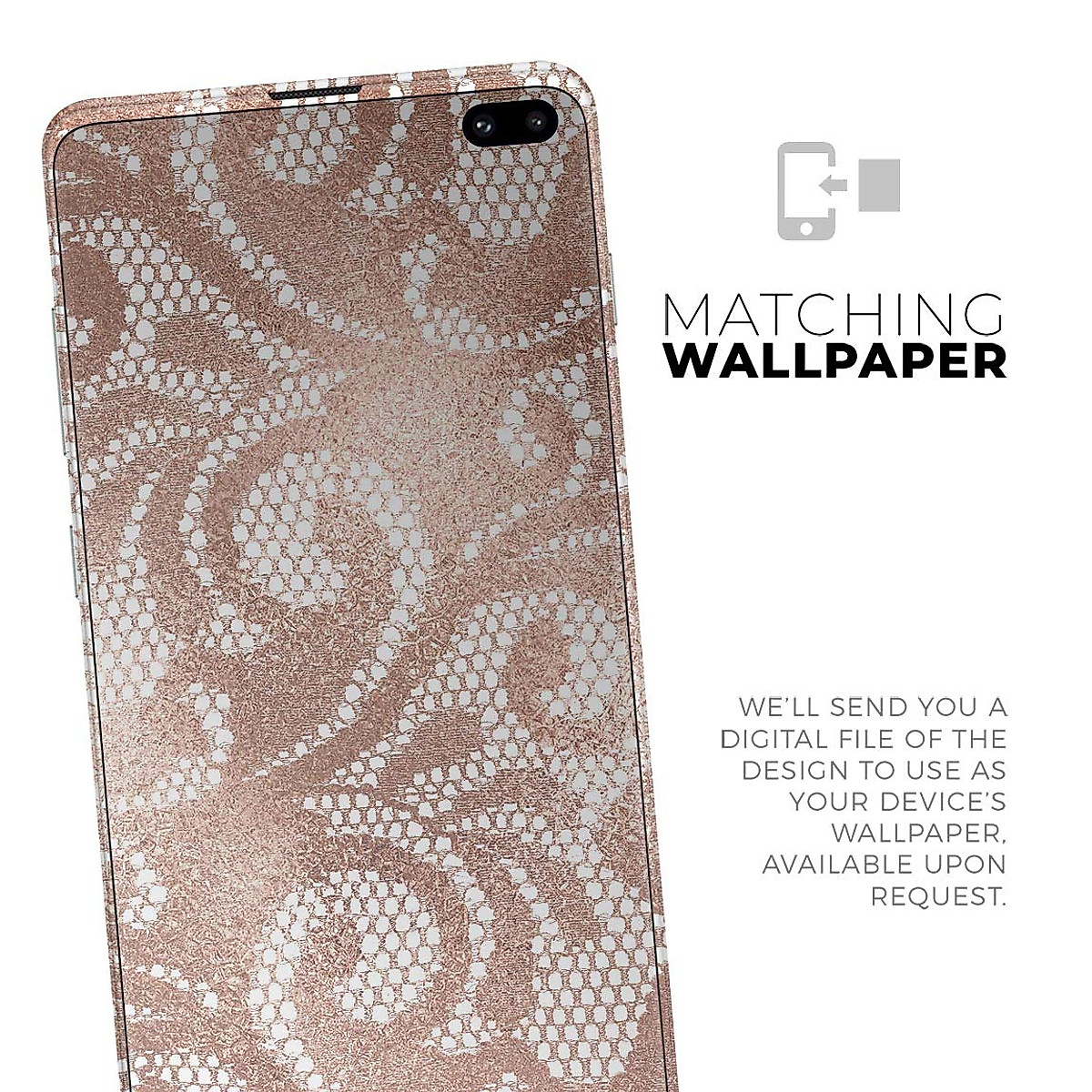 DesignSkinz Rose Gold Lace Pattern 14 Protective Vinyl Decal Wrap Skin Cover Compatible with The Samsung Galaxy S20 (Screen Trim & Back Glass Skin)