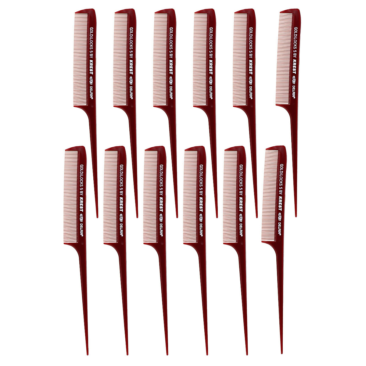 Krest Goldilocks g5 8-1/2 Rattail Comb Extra-fine Tooth. Heat Resistant Hair combs. 1 Dz.