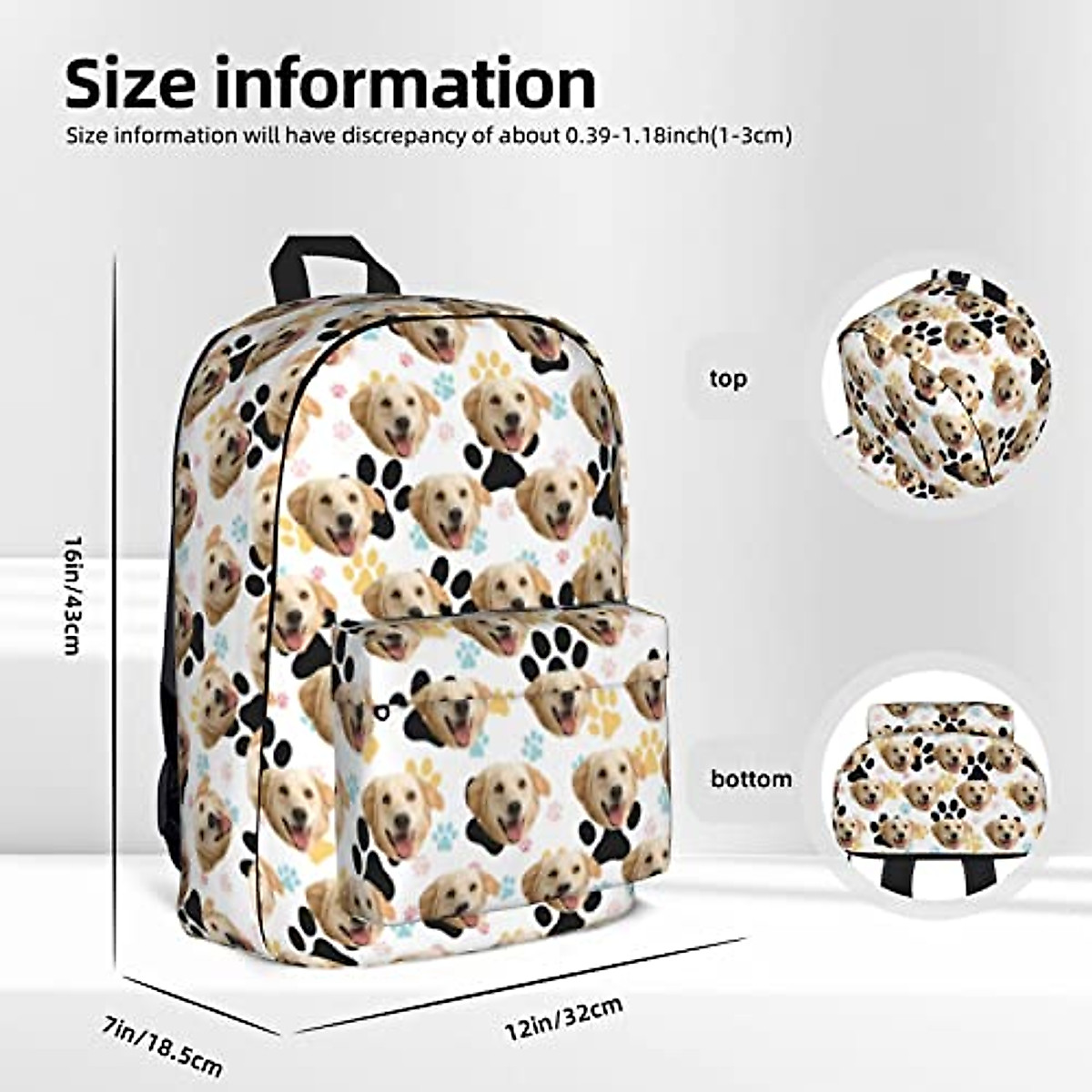 WAYABO Custom Backpack Personalized Face/Text/Photo Casual Backpack Women Man Unisex (Style-4)