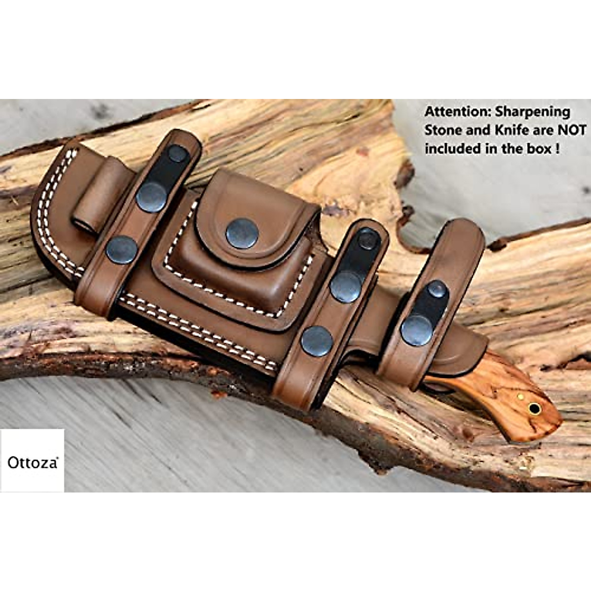 Ottoza Handmade Leather Knife Sheath RIGHT HAND Tracker Knife Sheath - Bushcraft Knife Sheath - Hunting Knife Sheath - Survival Knife Sheath Horizontal Carry Dark Brown TOP GRAIN LEATHER No:37