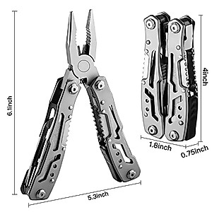 14-In-1 Multitool Pliers，Premium Portable Multi Tool ，with Safety Locking Professional Stainless Steel Multitool Pliers Pocket Knife,Apply to Survival, Camping, Gifts for Dad Husband Boyfriend