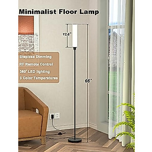 Floor Lamps for Living Room, Upgrade Moder Floor Lamp with Remote Control, Full Range Dimming Minimalist Standing Lamp Perfect for Living Room, Bedrooms and Office (Black)