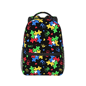Qurdtt Autism Awareness Backpack School Bag Student Bookbag Travel Hiking Camping Daypack for Girls Boys Adults