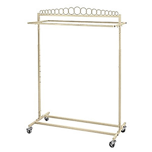 SSWBasics Boutique Ivory Double-Rail Rolling Clothes Rack
