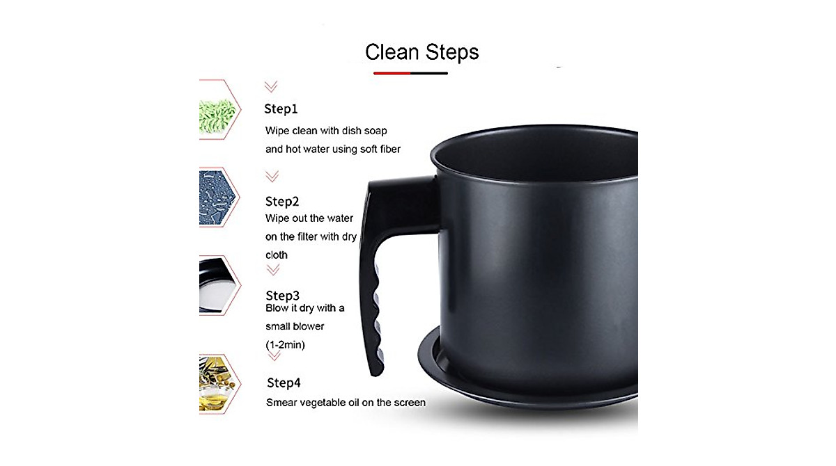 Cambom Bacon Grease Container with Strainer - 1.3L for Kitchen Oil Storage