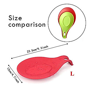 iNeibo Silicone Spoon Rest, Pack of 4-BPA Free Flexible Silicone Kitchen Utensil Rest Ladle Spoon Holder for Stove Top – for Cooking Spatula, Ladle, Brush, Risotto