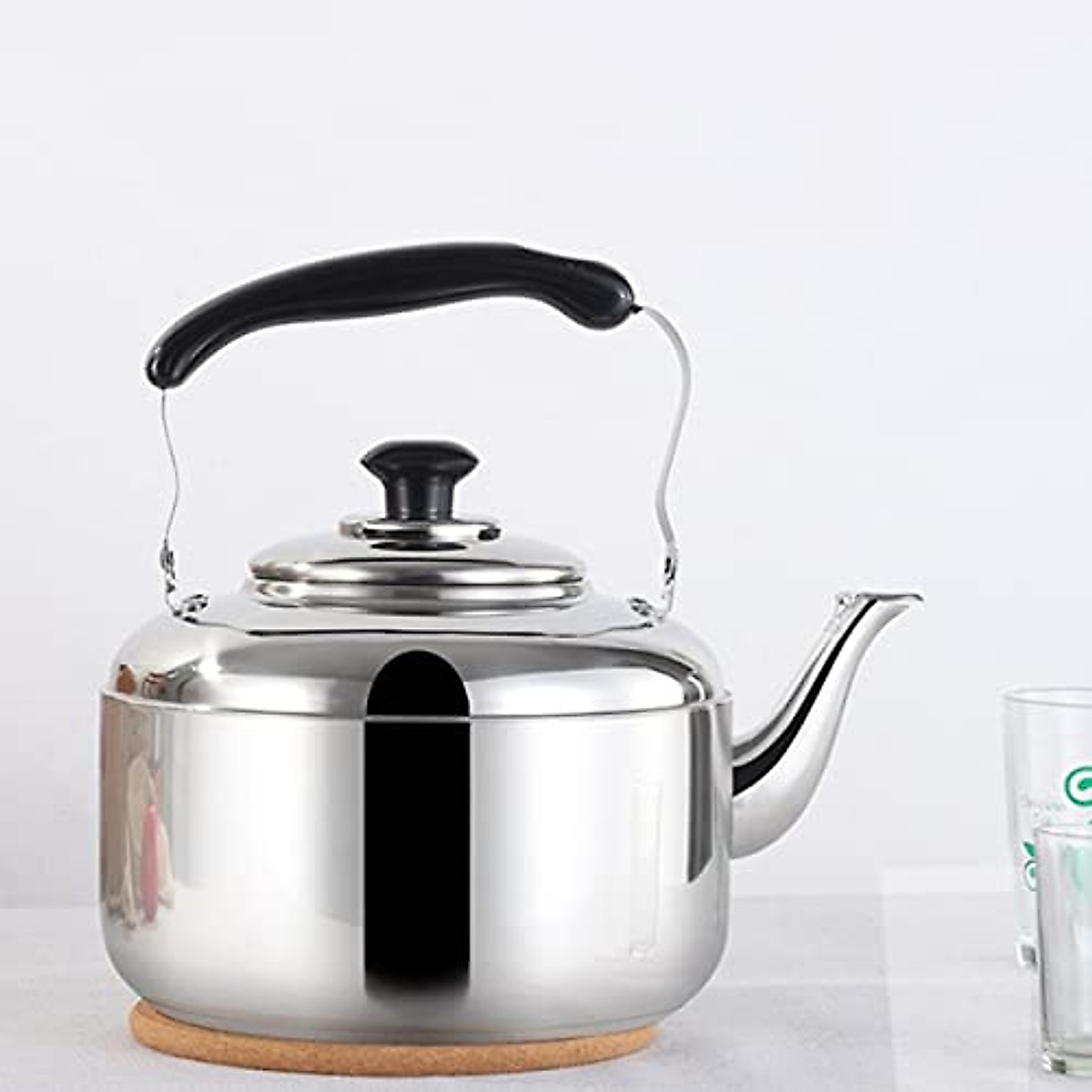 Mikinona Stainless Steel Kettle Japanese Tea Kettle Stove Vintage Teapot Kettle Cooker Liter Kettle for Camping Water Jug Coffee Espresso Machine Boiling Kettle Teapot Water Kettle Silver