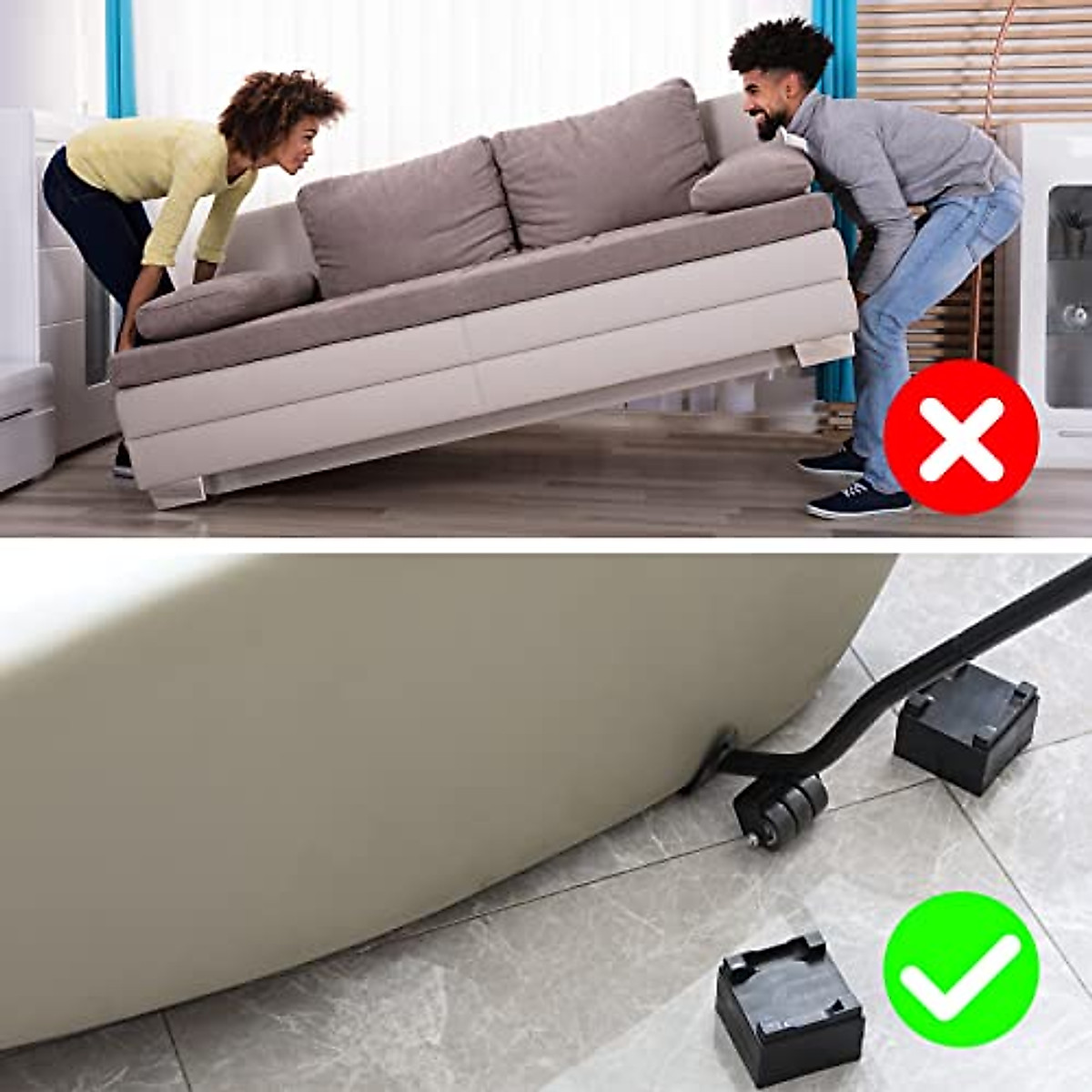 WEPUMP Furniture Lifter Mover Tool Set to Move Heavy Furniture Quickly & Easily 1000 Lbs Capacity 21 Inch (1 Lifter Tool & 4 Heightening Block)