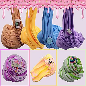 FJAZUFSA 14 Pack Dual Colors Butter Slime Kit, Soft & Non-Sticky,Birthday Gifts for Girl and Boys, Easter Party Favors or Christmas Stocking fillers