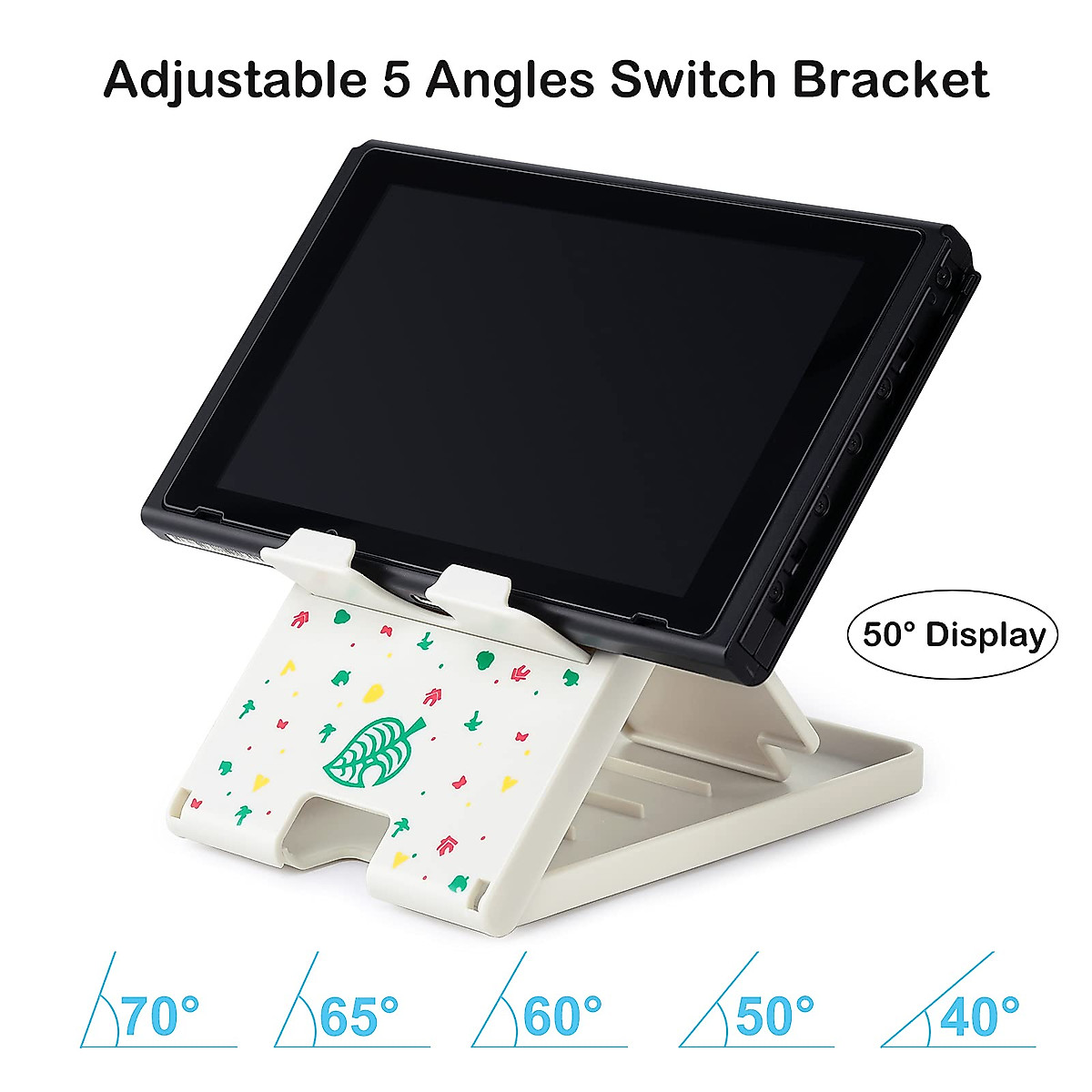 Tscope Switch Stand for Nintendo, for Animal Crossing Switch Holder, Adjustable Switch Lite Compact Portable Foldable Stand for Nintendo Switch OLED Accessories (White)