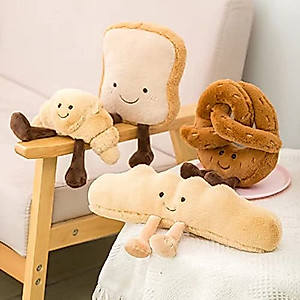 EPRHAY Toast Bread Plush Toy, Croissant Plush Cute Smile, Food Plush Pillow, Cute Plush Stuffed Toy, Funny Soft Plush Toy for Gifts