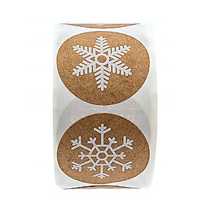 Snowflakes Christmas Stickers Snow Label 500 Pieces 1.5 inch Round Kraft Paper
