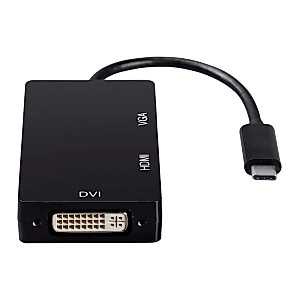 Monoprice USB Type-C to 4K HDMI, Single Link DVI, and VGA Passive Adapter,6in Cable Length, Black - Consul Series