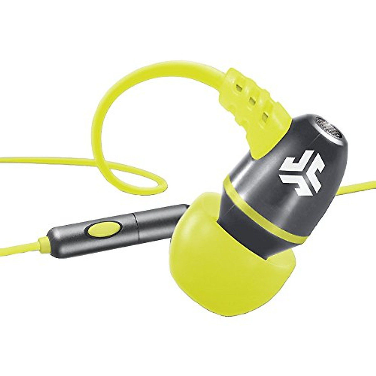 JBUD NEON W/MIC GRY/YLW, JBuds(R) NEON Earbuds with Microphone (Gray/Yellow), JLab(R) signature sound curve, Tangle-free Kevlar(R) cable, Superior comfort: 4 sizes of tips, Energizing sport style &…