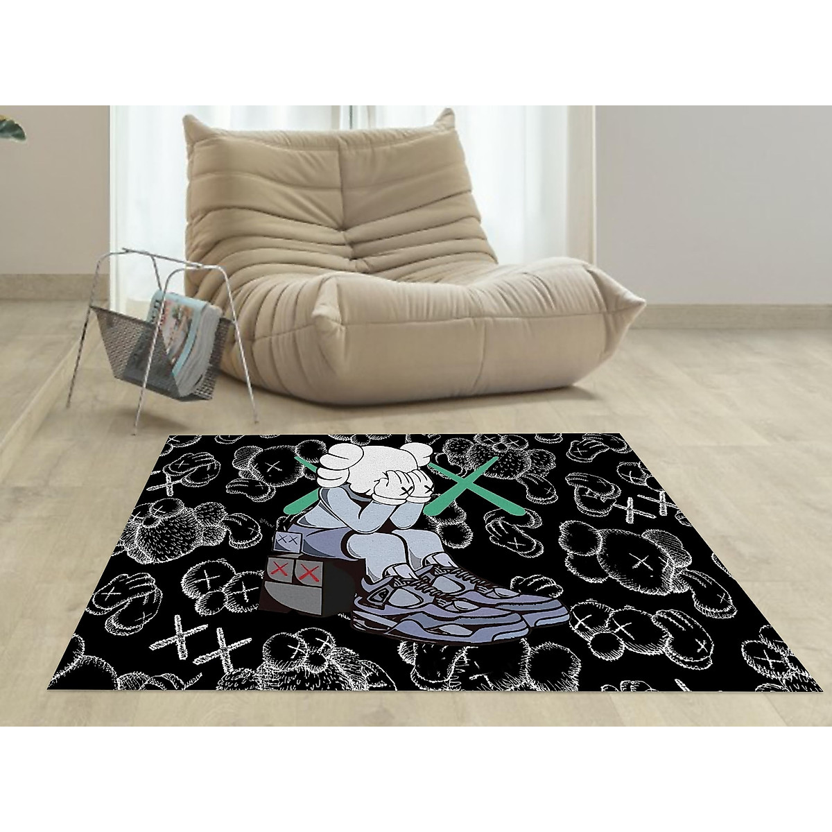 Hypebeast Area Rug 3D Digital Print Modern Abstract Art Pop Carpet Cool Hypebeast Room Decor Rug for Living Room Bedroom Playroom Non-Slip Floor Mat 5' x 7'