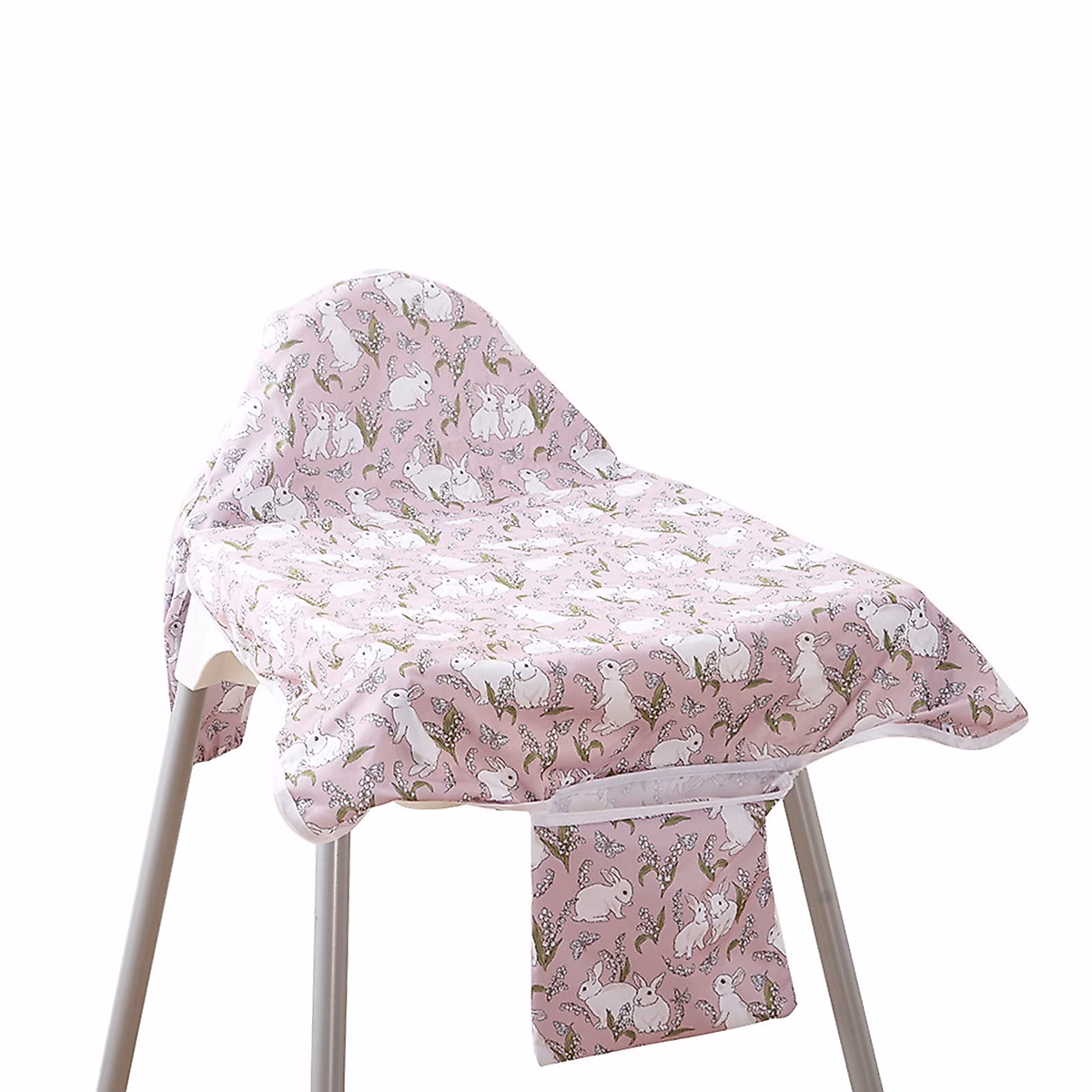 SPYMINNPOO Highchair Cover, Integrated Waterproof Prevent Food Stain Polyester Sleeve Coverall Bib for Kids Dining (Rabbit)
