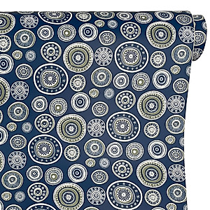 Yifely Self-Adhesive Shelf Liner Removable Drawer Paper for Dorm Apartment Furniture Decor, Modern Circle, 17.7 Inch by 9.8 Feet