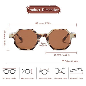 Freckles Mark Retro Hexagon Sunglasses for Men Women Vintage Small Square Glasses (Brown/Tortoise)
