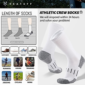 Heatuff Men’s Crew Athletic Socks Cushioned Moisture Wicking Work Boot Socks for All Seasons (6 Pairs)