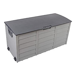 Shyneer 75Gallon Large Resin Deck Box,Waterproof Outdoor Storage, Indoor Outdoor Organization for Patio Furniture, Garden Tools,Grey