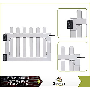Zippity Outdoor Products ZP19004 Newport Vinyl Picket Unassembled Gate, 33-1/2"H x 42"W, White