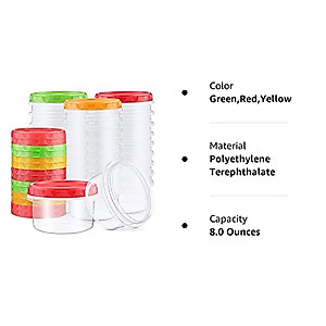 36 Pack Freezer Storage Containers with Lids, Reusable Twist Top Containers for Soup, Round Wide Mouth Lunch Jars, Freezer Deli Containers (8 oz)