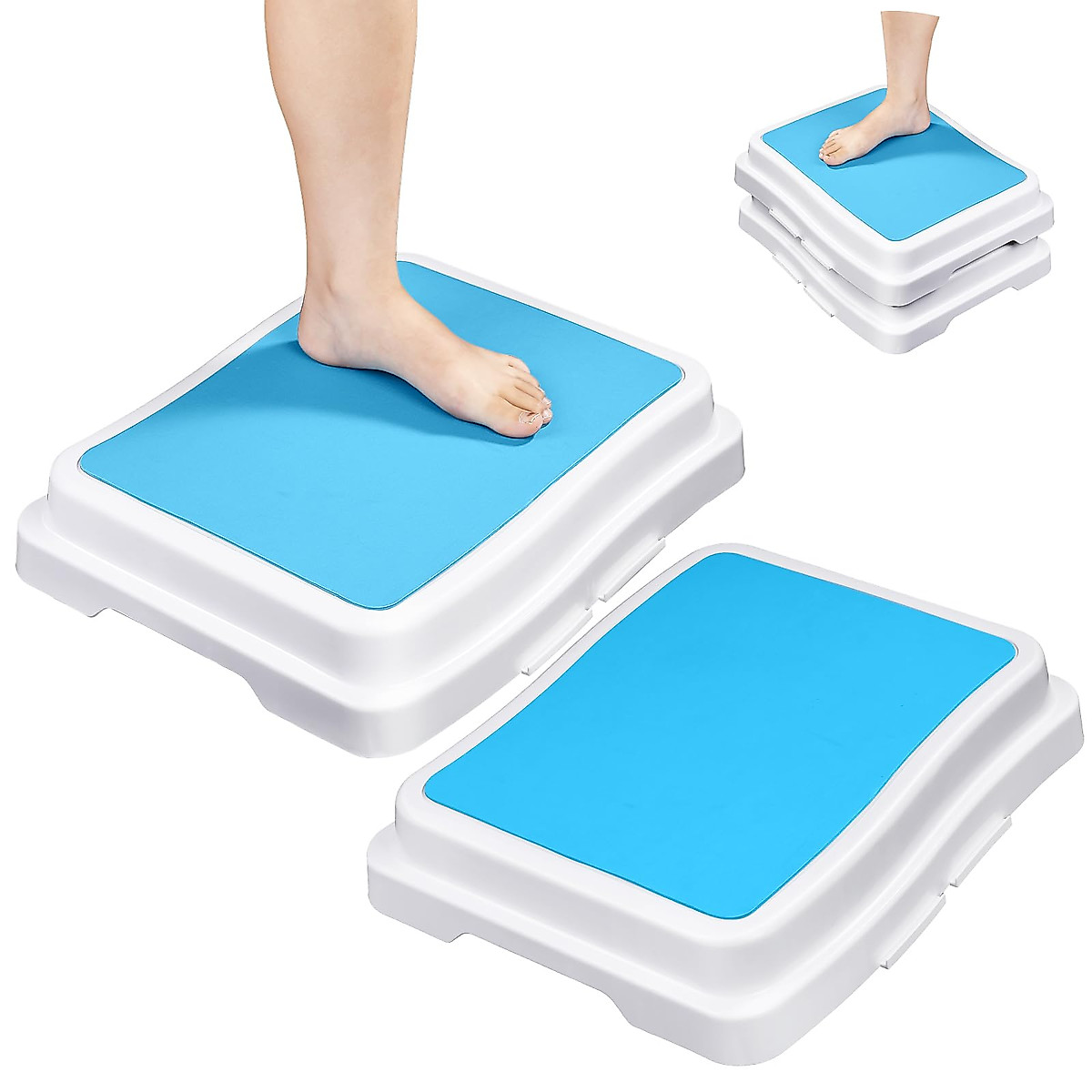 Colingmill 2 Pcs Bath Shower Step Stool, 4.5" Tower Step Stool, Indoor Outdoor Safety Stepping Stool Bathroom Aid Portable for Kitchen Adults Handicap Elderly Seniors Bathroom Bathtub Beds Nonslip