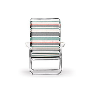 Telescope Casual M51149501 Striped Light and Easy High Boy Anodized Sliver Finish Ross Fabric Chaise, Red/White