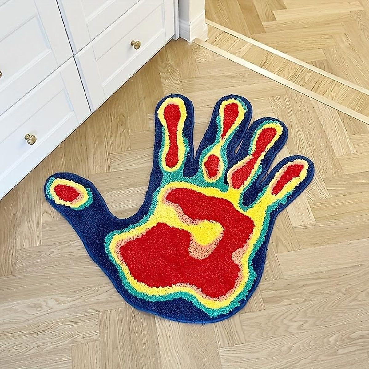 Handmade Palm Rug Shape Tufted Carpet Plush Fluffy Soft Multiple Color Home Decor Living Room Bedroom Room Aesthetic (31.5X31.5 Inch)