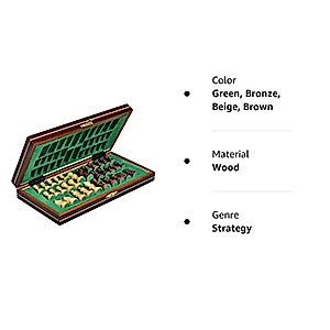 Chess and games shop Muba Wooden Tournament Chess Set with Wooden Board and Chess Pieces - Chessmen - European (10.5.'' (27cm) - Magnet)