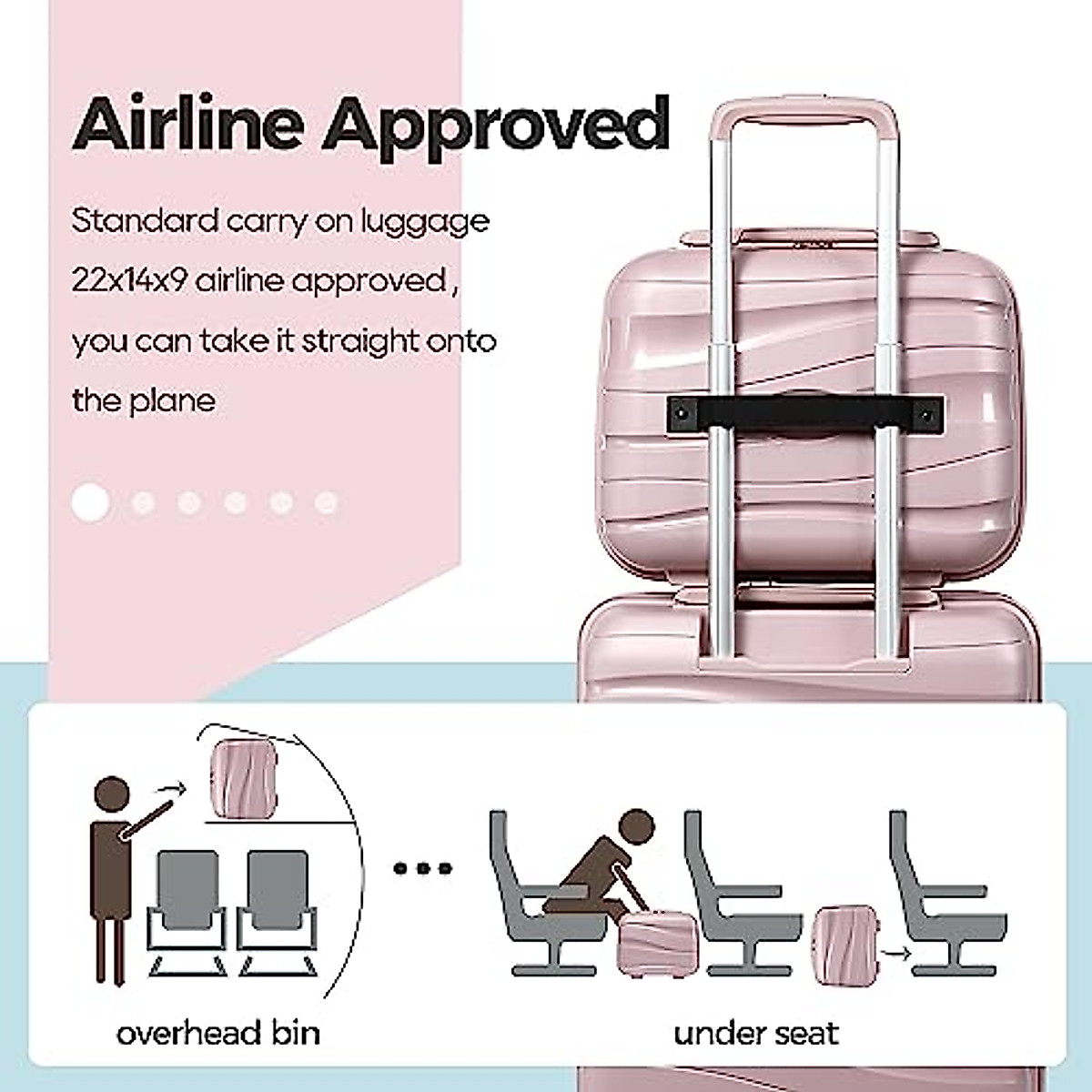 Melalenia Luggage Carry On Suitcase Sets, Expandable PP Hard Shell Suitcase with Spinner Wheels,Travel Luggage with TSA Locks 22x14x9 Airline Approved