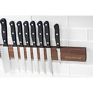 (Set of 2) Walnut Magnetic knife holder for wall 18inch /knife magnetic strip for knives.Magnet knife holder- magnetic knife holder with magnetic strip.Kitchen magnetic knife rack-magnetic tool holder