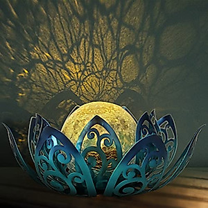 Afirst Solar Lights Outdoor, Lotus Lamp Garden Decor Metal Crackle Glass Solar Lantern Decorative Waterproof Tabletop Landscape Path Light LED Table Light for Patio,Lawn,Walkway,Tabletop,Pathway