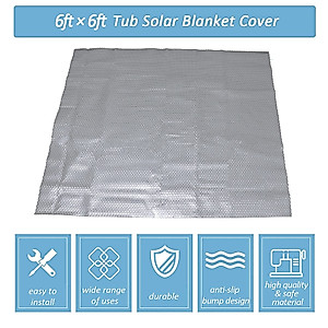 Gekufa Spa and Hot Tub Bubble Insulating Cover 6ft x 6ft Thermal Pool Solar Blanket Cover(16 Mil)