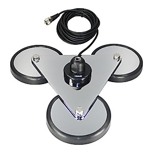Tram® 5-Inch Tri-Magnet CB Antenna Mount with Rubber Boots and 18-Foot RG58A/U Coaxial Cable, Silver